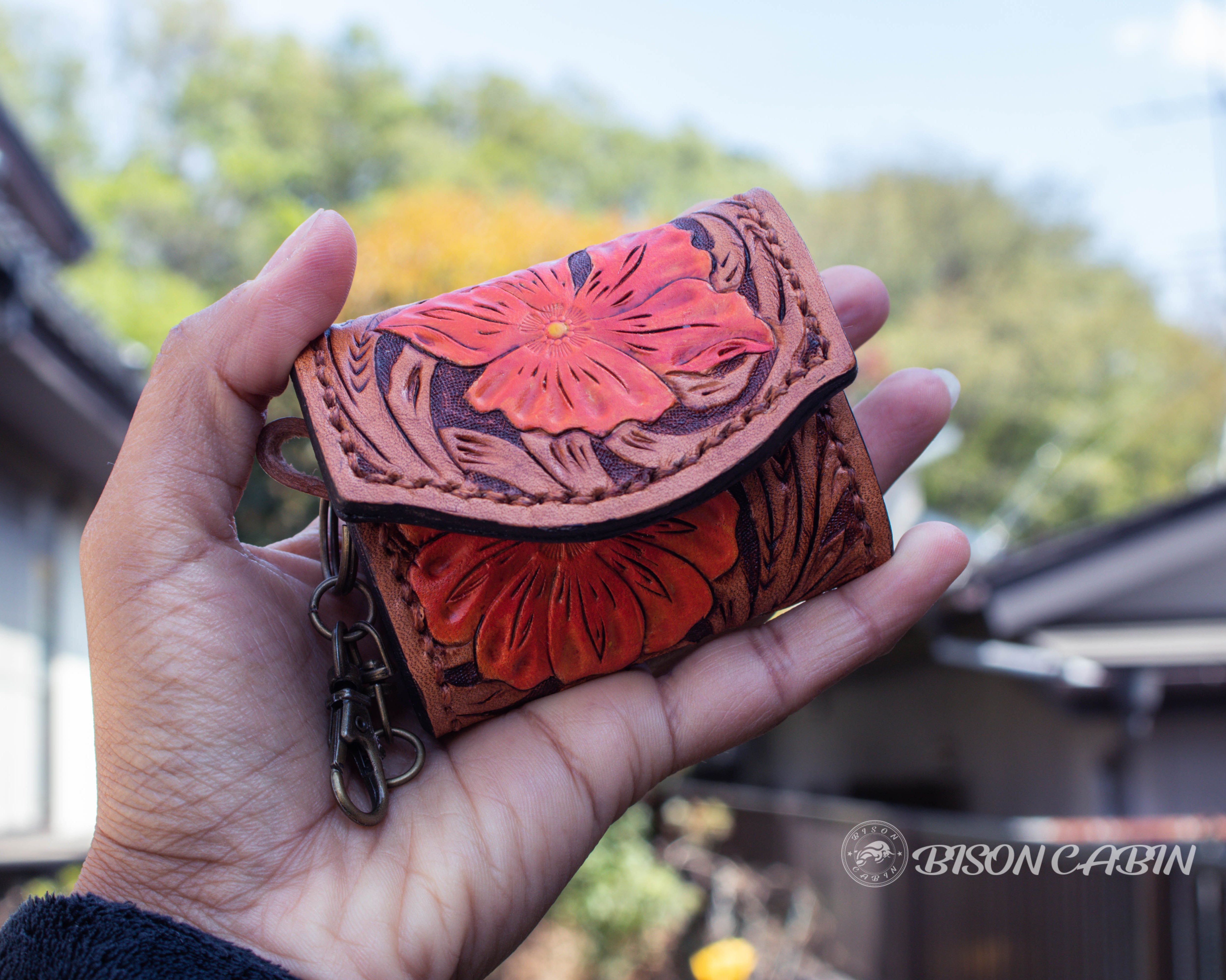 Wester tooled leather Air Pod Case | Bison Cabin
